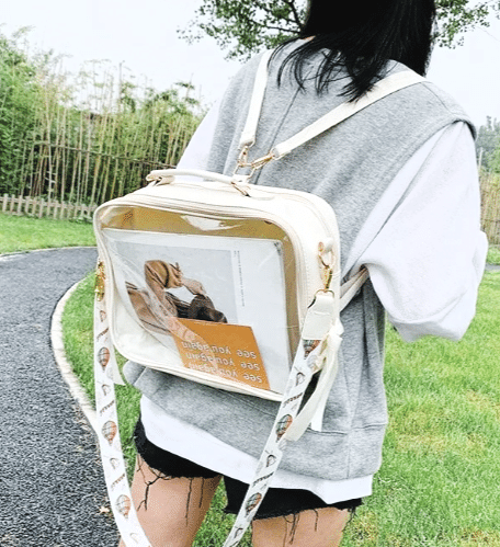 3 in 1 Clear Backpack Transparent Backpack - Kawaii Peach