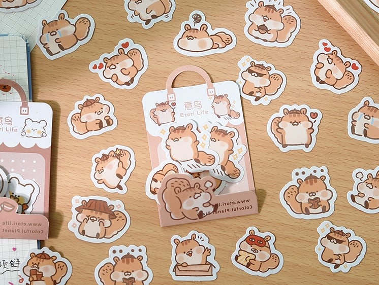 Cute Squirrel Stickers Cute Pack Stickers - Kawaii Peach