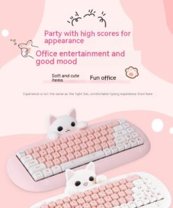 Cute Cat Keyboard with Cat 3D Design Pink - Kawaii Peach