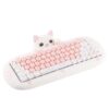Cute Cat Keyboard with Cat 3D Design Pink - Kawaii Peach