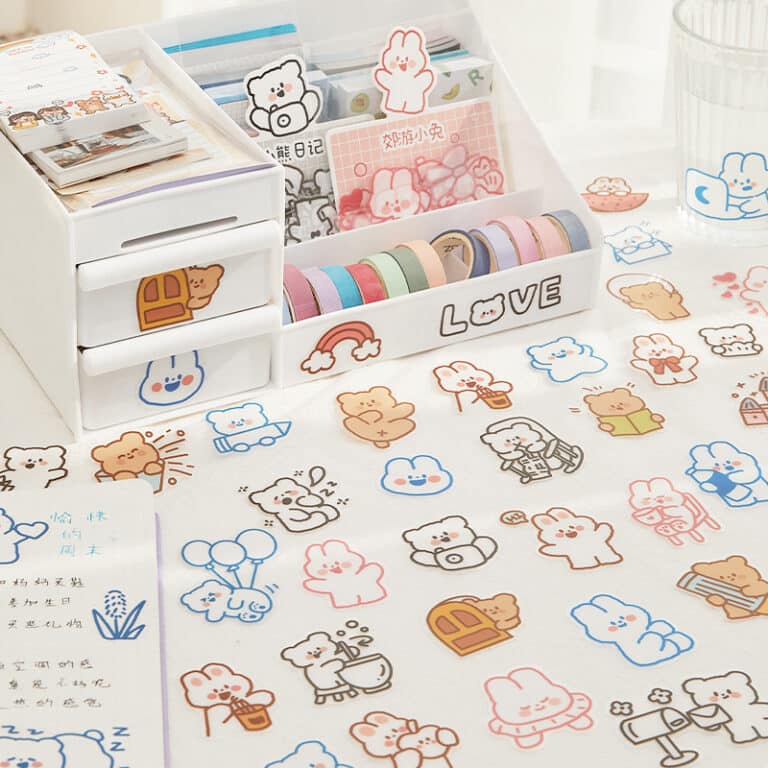 White Bunny Stickers Cute Stickers Pack 40Pcs - Kawaii Peach