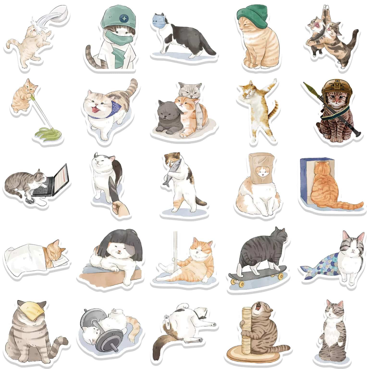 Cat Stickers Kawaii Style Cute Cats 53Pcs - Kawaii Peach