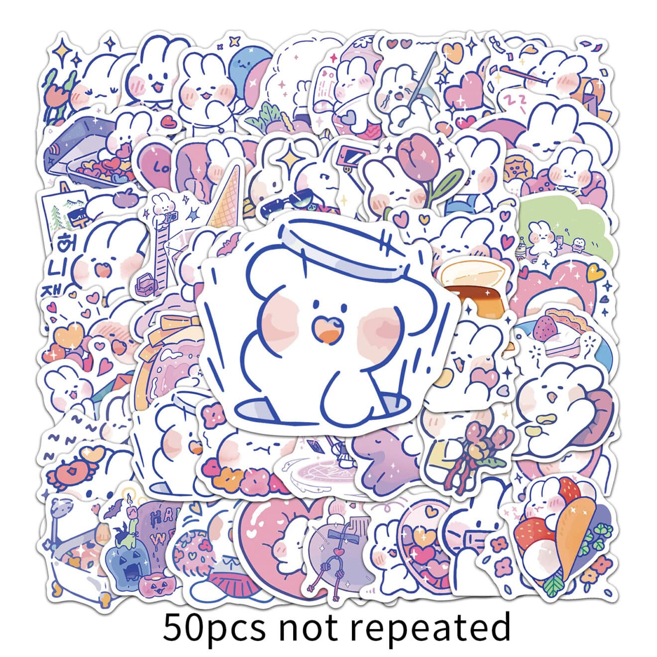Kawaii Bunny Stickers Cute Rabbit Stickers 50Pcs - Kawaii Peach
