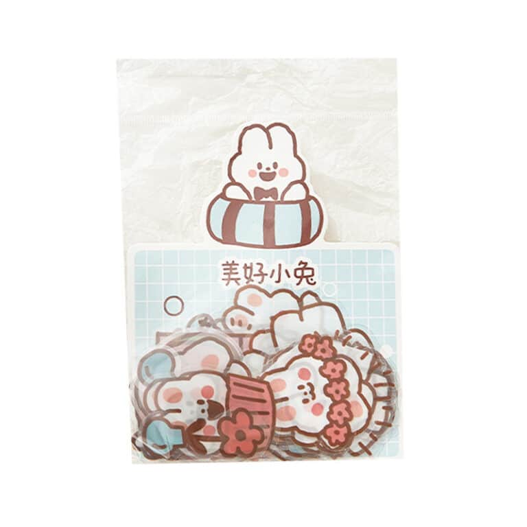 White Bunny Stickers Cute Stickers Pack 40Pcs - Kawaii Peach