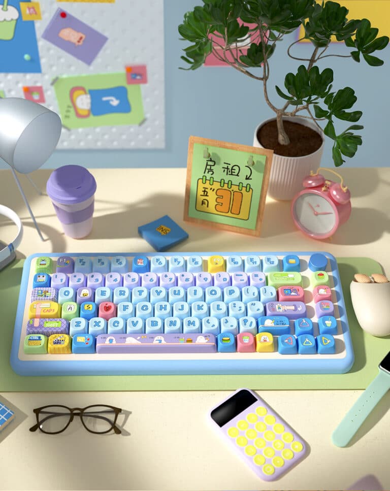 FUNNY Fun Keycaps Set Blue 145 Keycaps - Kawaii Peach