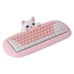 Cute Cat Keyboard with Cat 3D Design Pink - Kawaii Peach
