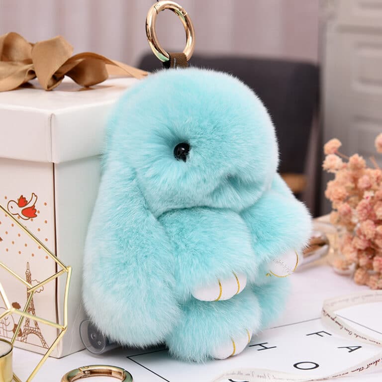 FLUFF Cute Bunny Keychain Fluffy Design - Kawaii Peach