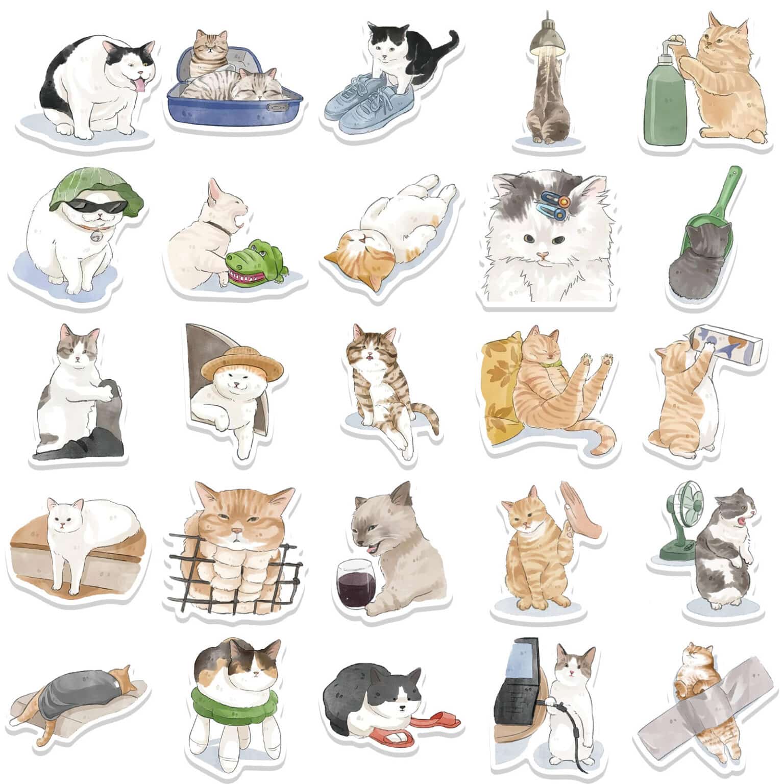 Cute Kitten Stickers Realistic Cat Stickers 48Pcs - Kawaii Peach