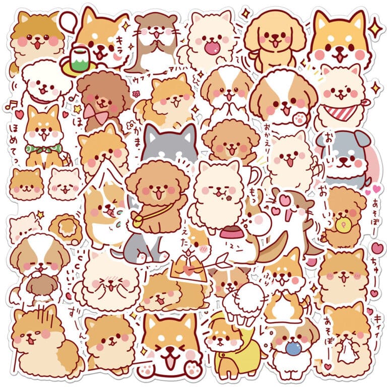The Kawaii Dog Stickers Japanese 50Pcs Set