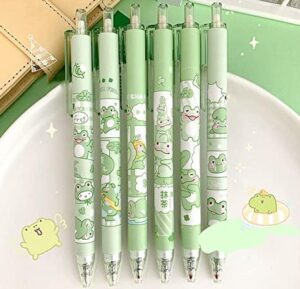 Cute Frog Pens | 6Pcs Green Kawaii Toad Gel Pen Set