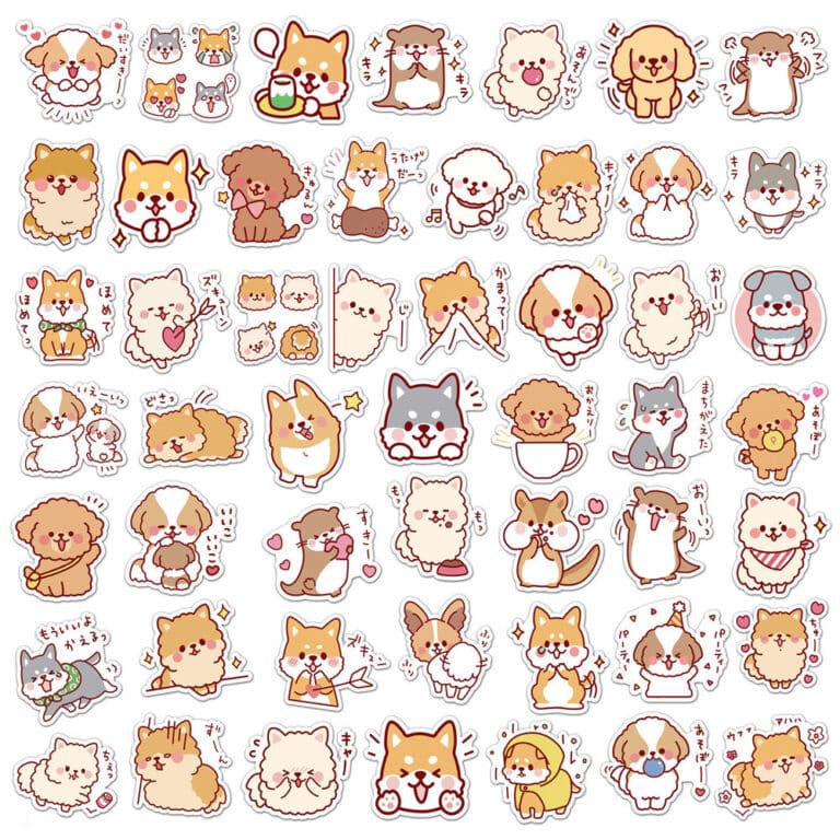 The Kawaii Dog Stickers Japanese 50Pcs Set